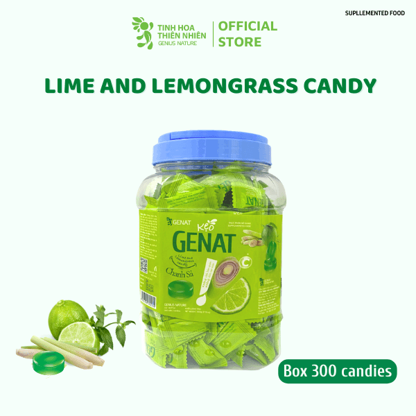 Lime and Lemongrass Candy (Box 300 candies) - GENAT - Tinh Hoa Thiên Nhiên